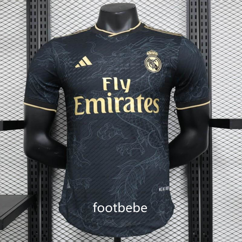 Maillot Match Real Madrid 2023 2024 dragon noir - Footbebe Maillot Match Real Madrid 2023 2024 dragon noir - Footbebe
